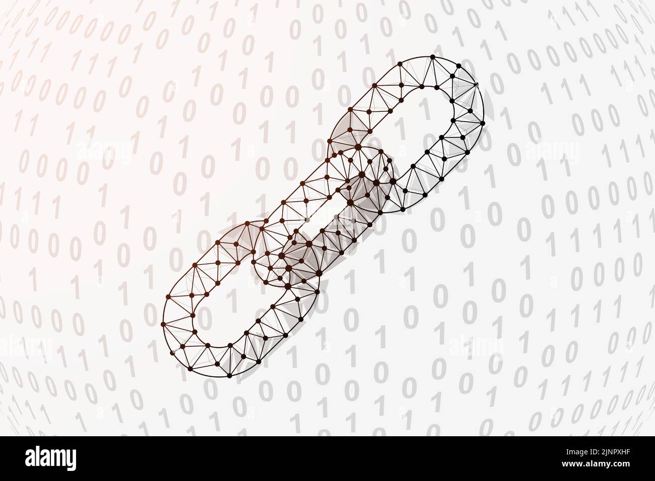 Chain 3d low poly symbol with binary code background. Chainlink design ...