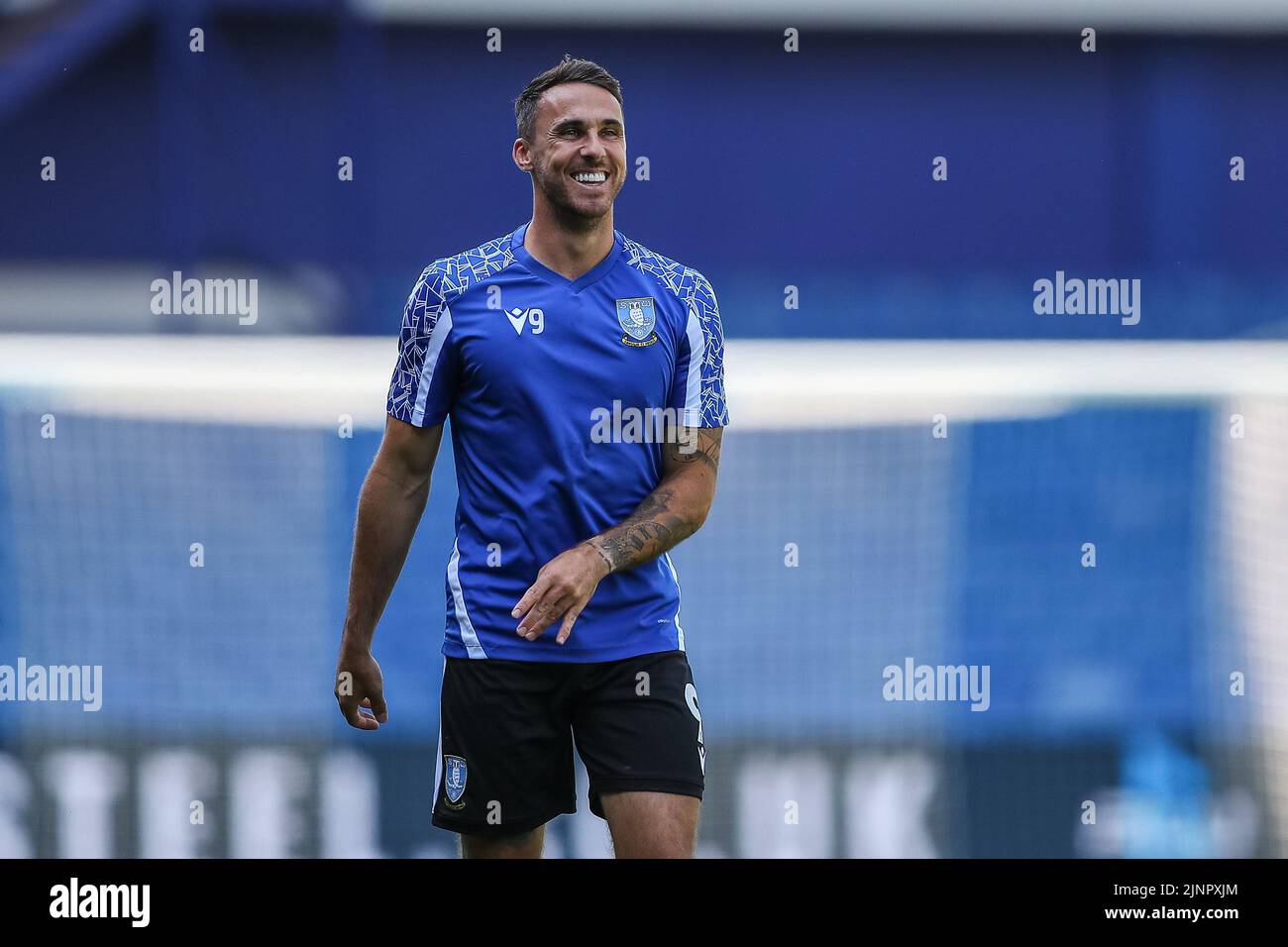 Lee Gregory #9 of Sheffield Wednesday is all smiles during the warm up ...