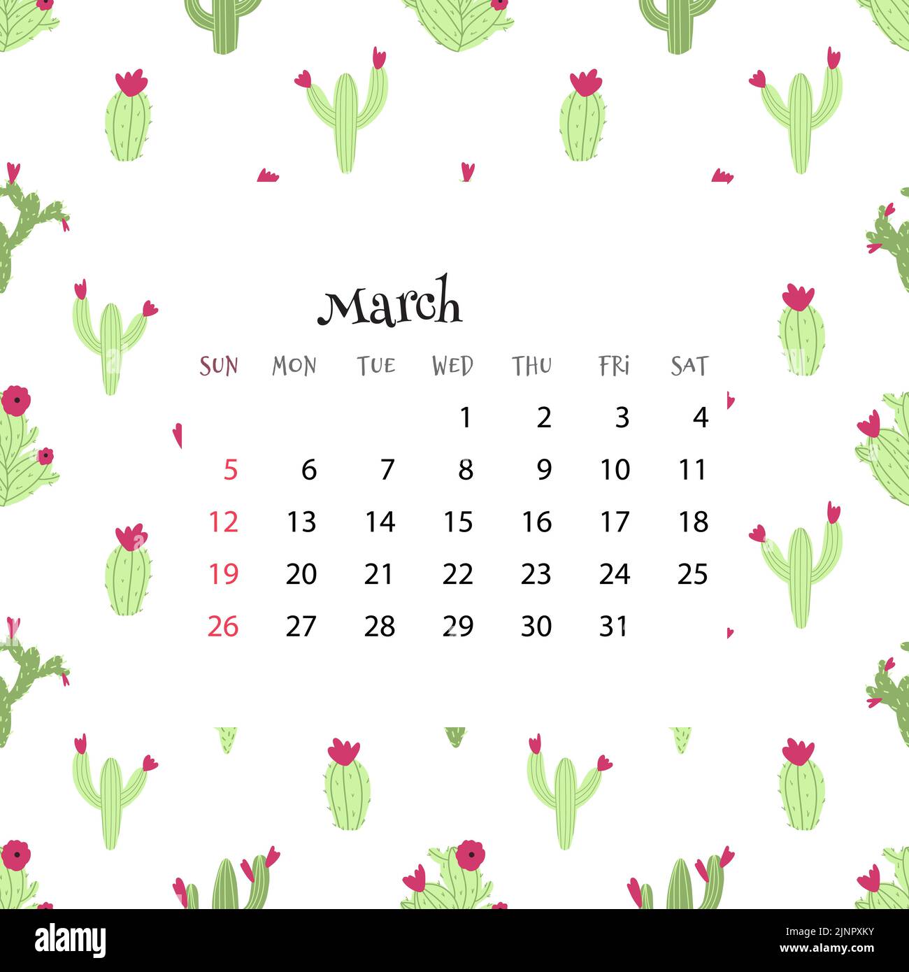 2023 Calendar for March. Vector illustration of month calendar on ...