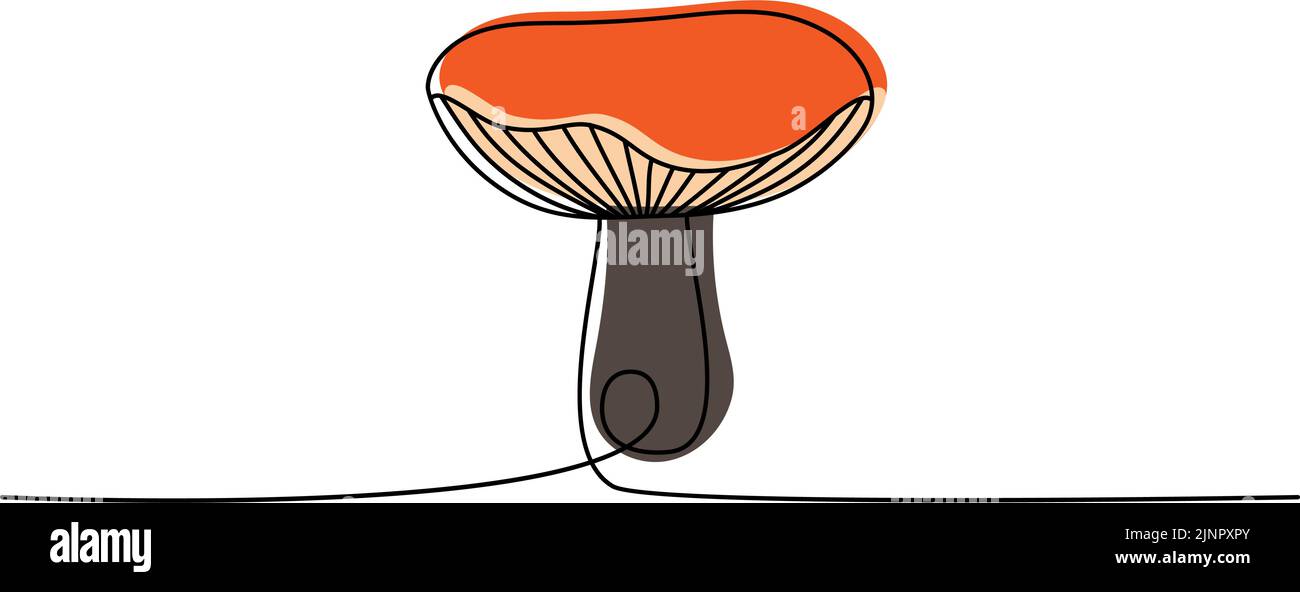 Mushroom one line colored continuous drawing. Mushroom continuous one ...