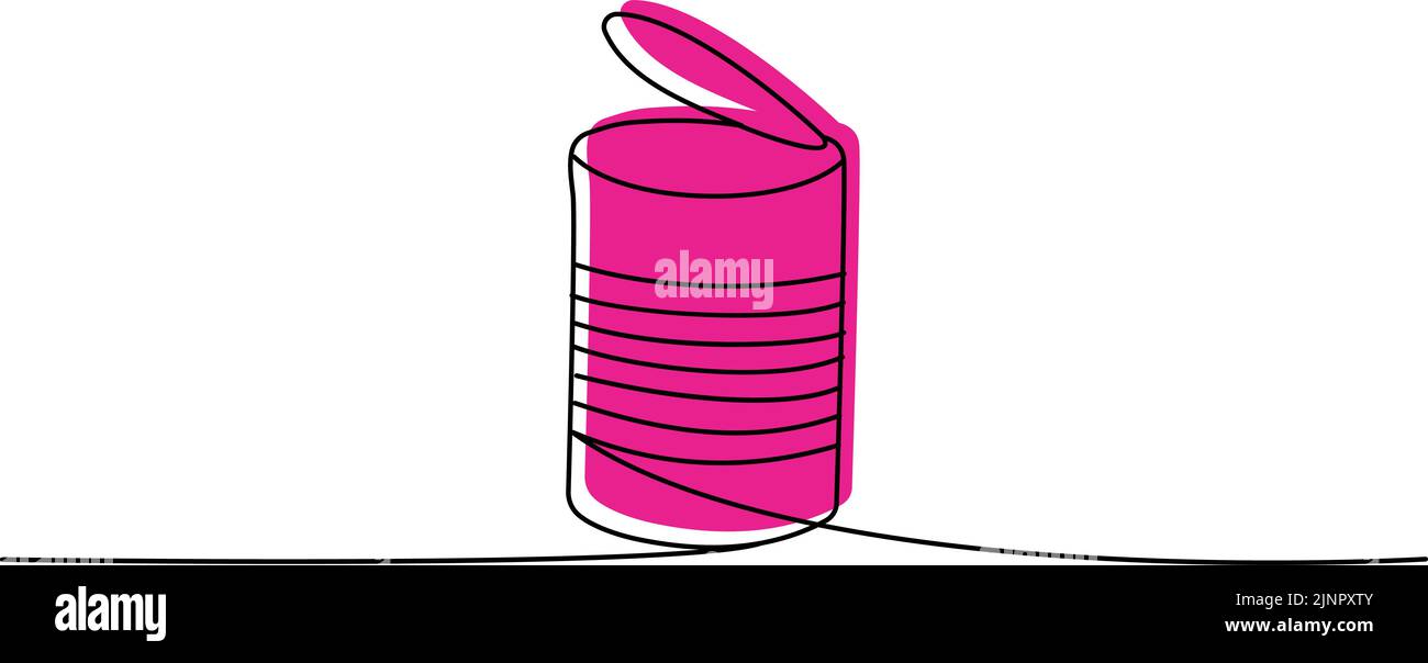 Tin can one line colored continuous drawing. Aluminium can continuous ...