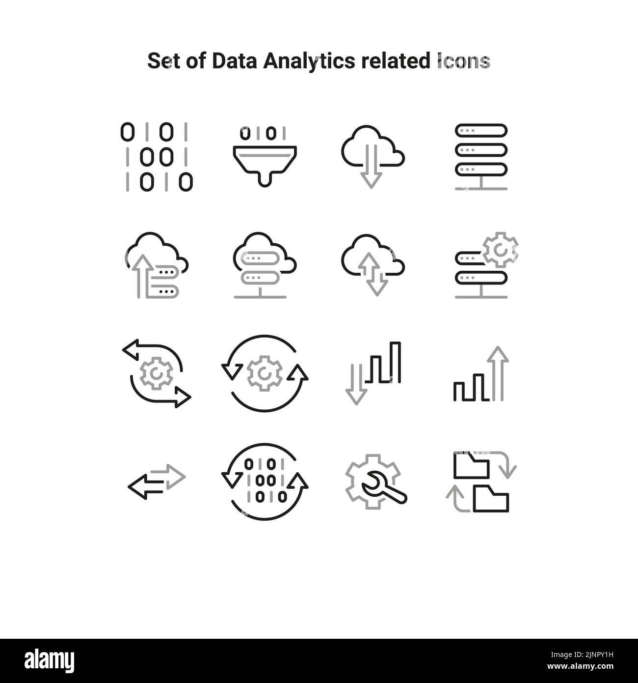 Big data analysis thin line icon set. Data processing outline ... Big data analysis thin line icon set. Data processing outline ...