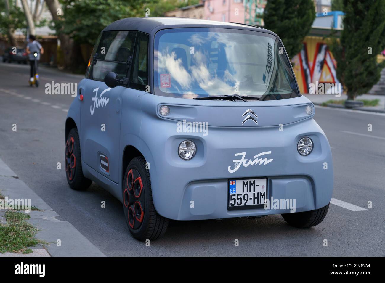 Electric Citroen Ami micro car zero emission parked. Modern 2-passenger ...