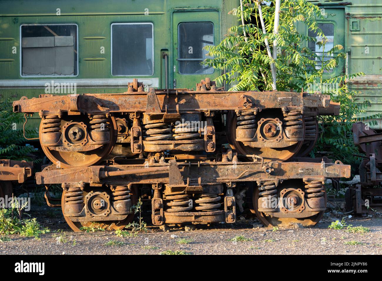 Decommissioned soviet locomotive and old railway engineering put on ...