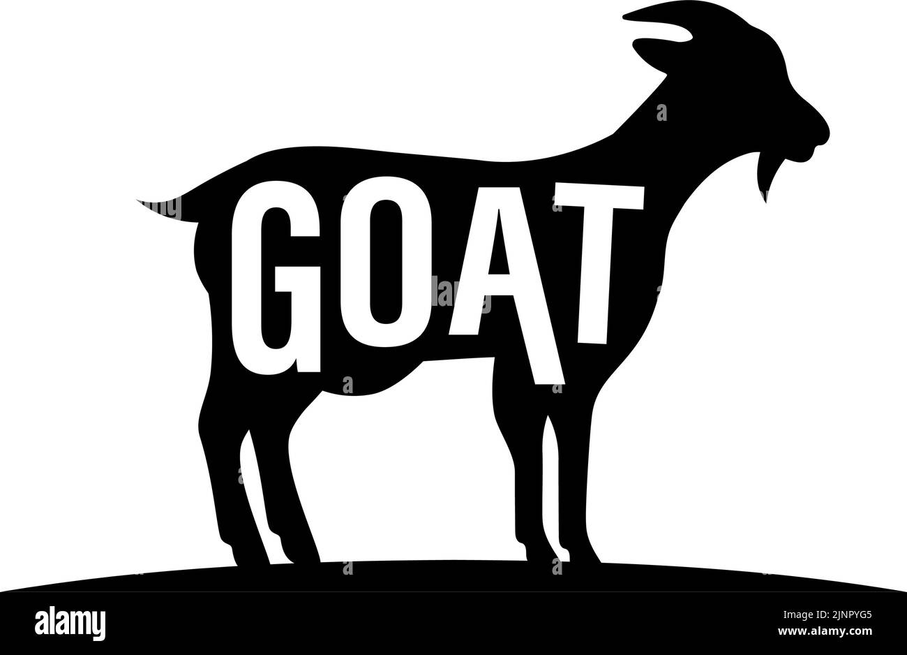 Goat black silhouette with lettering. Goat symbol. Farm animal icon ...