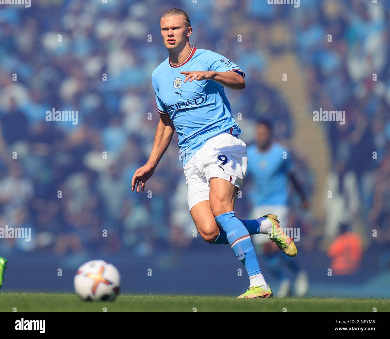 Erling Haaland #9 of Manchester City in action during the game Stock ...