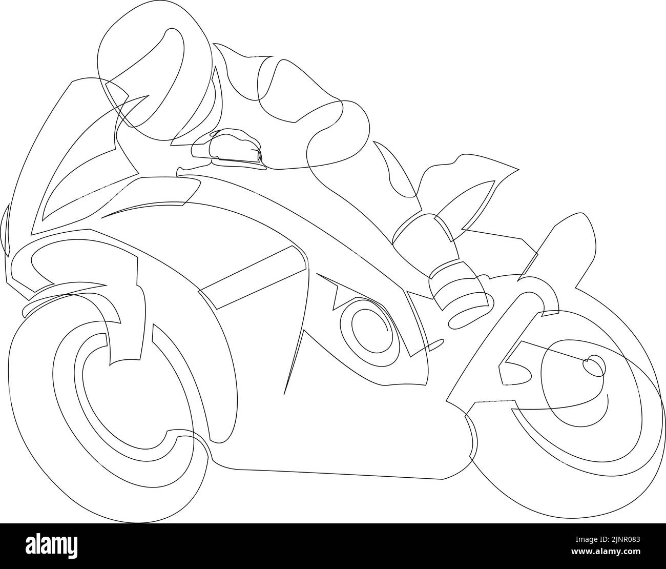 One continuous line drawing of young moto racer. Super bike racing ...