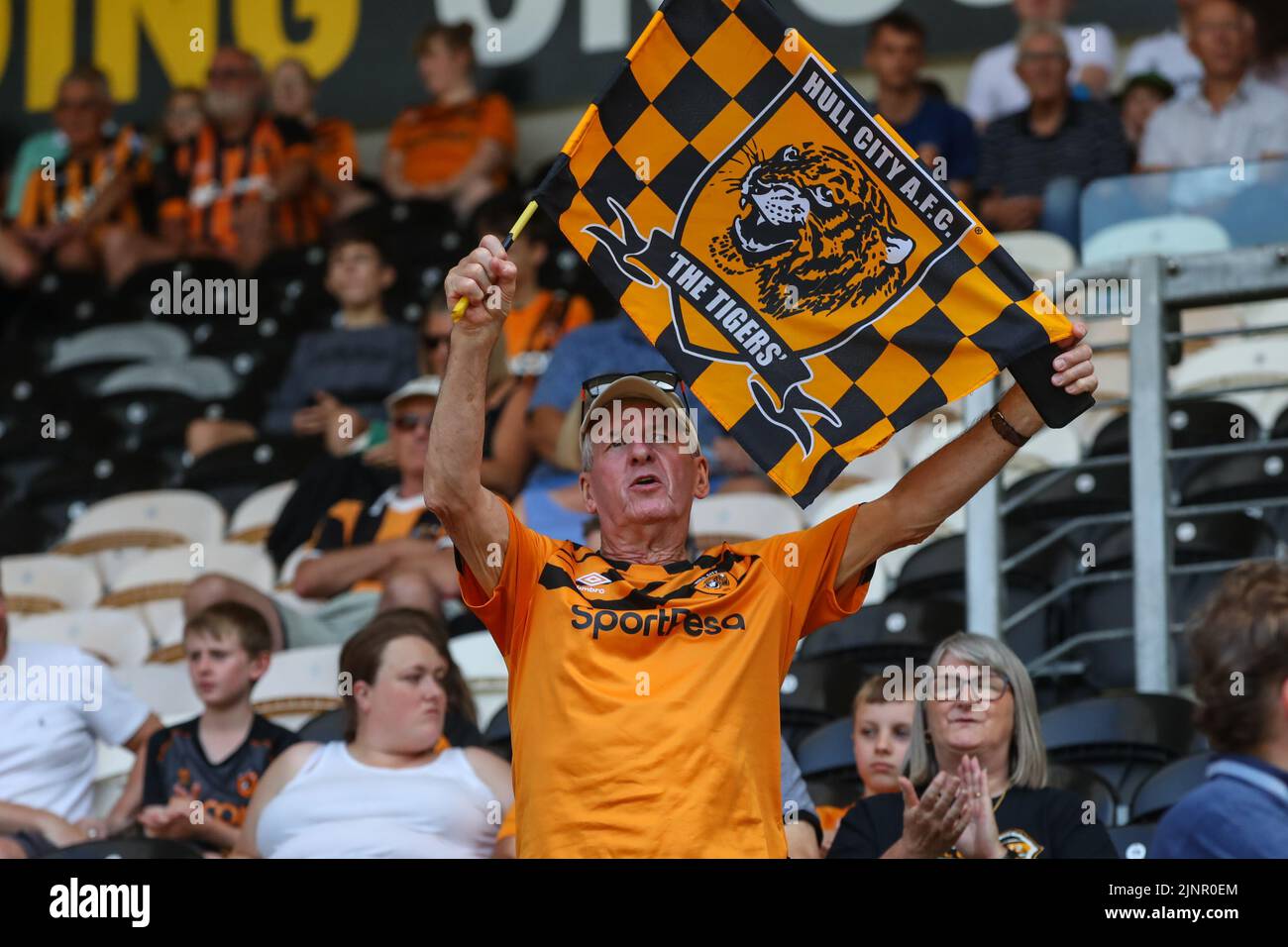 A Hull City fan inside the MKM Stadium Stock Photo - Alamy