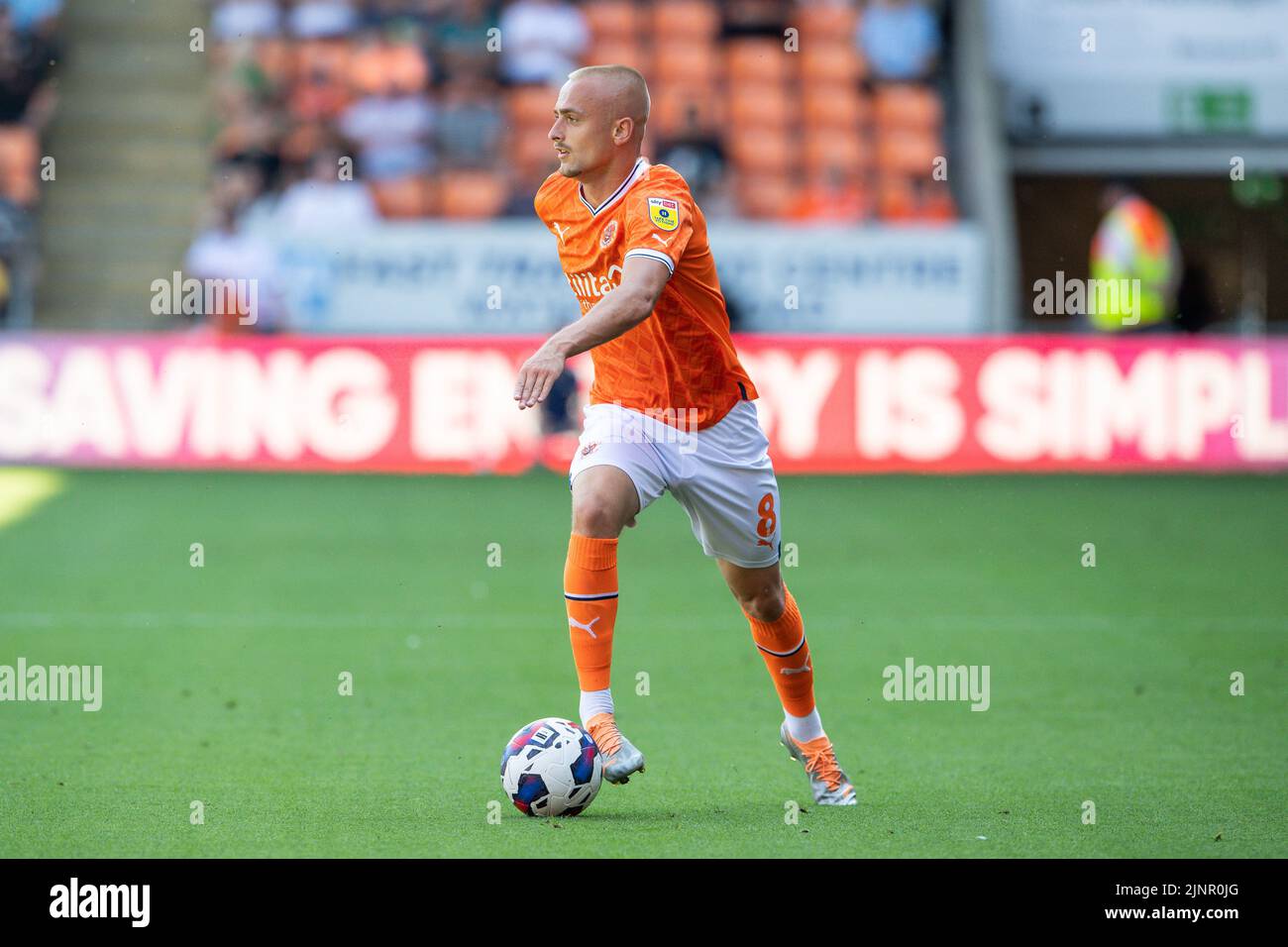 Lewis Fiorini #8 of Blackpool makes a break with the ball Stock Photo ...