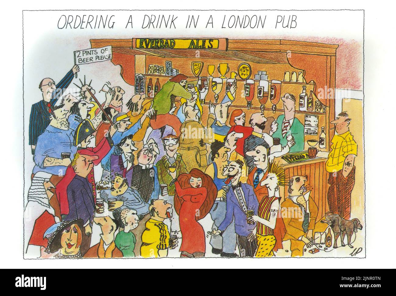 Ordering a drink in a London pub. 1980's amusing funny London postcard ...