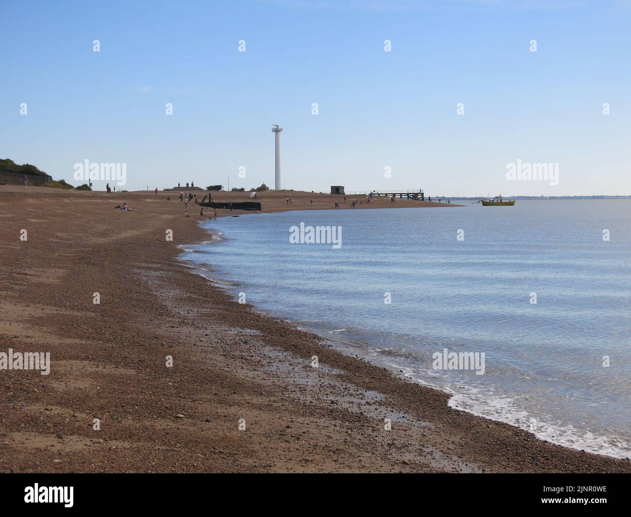 The Suffolk coast: view of the shingle shoreline on the Landguard ...