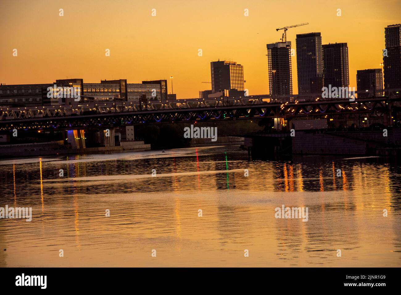 Moscow City skyscrapers, business center summer evening Russia Stock ...