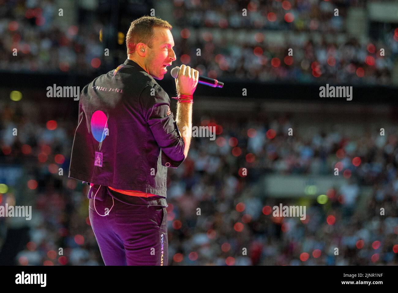London, UK. 12th Aug, 2022. Chris Martin of Coldplay perform Music of ...