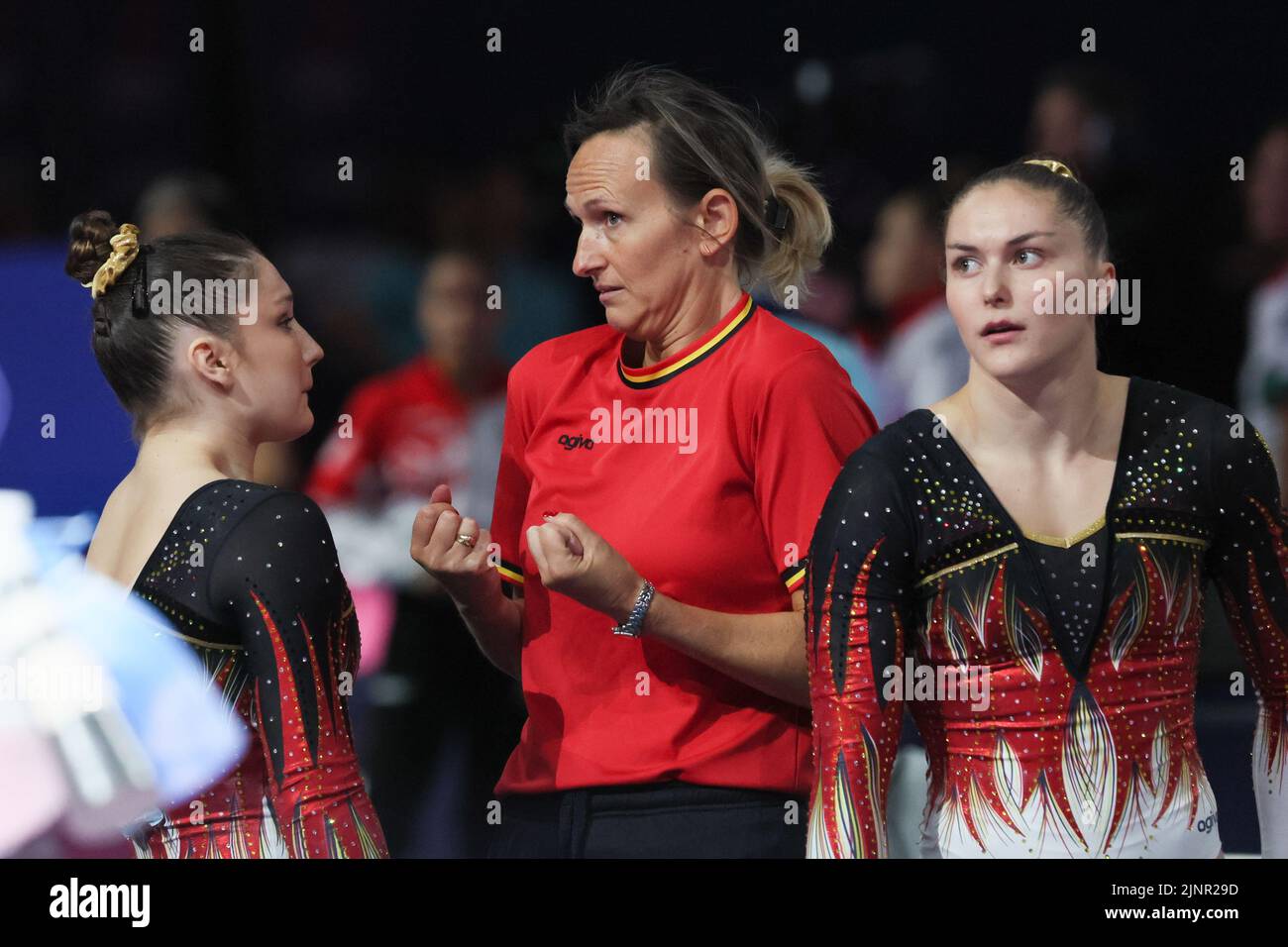 Munich, Germany. 13th Aug, 2022. Belgian gymnastic coach Marjorie Heuls ...
