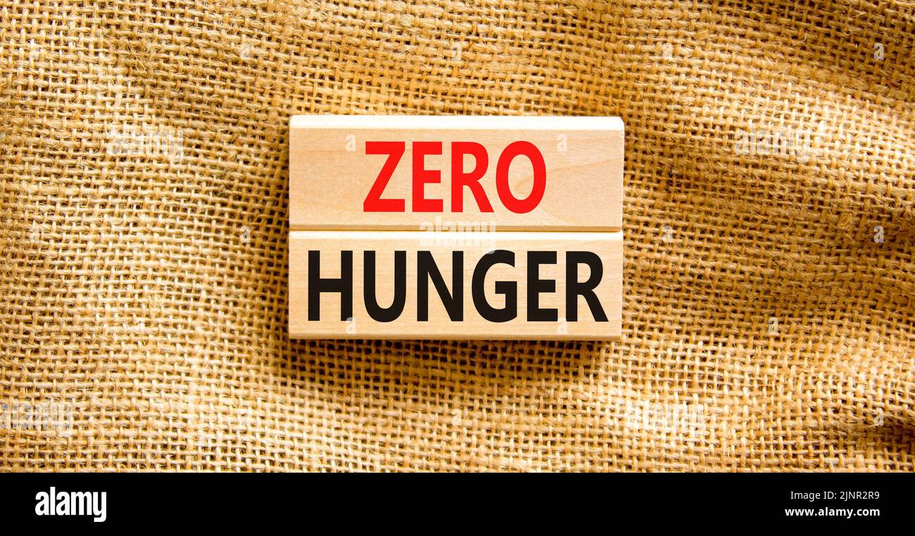 Zero hunger symbol. Concept words Zero hunger on wooden blocks on a ...