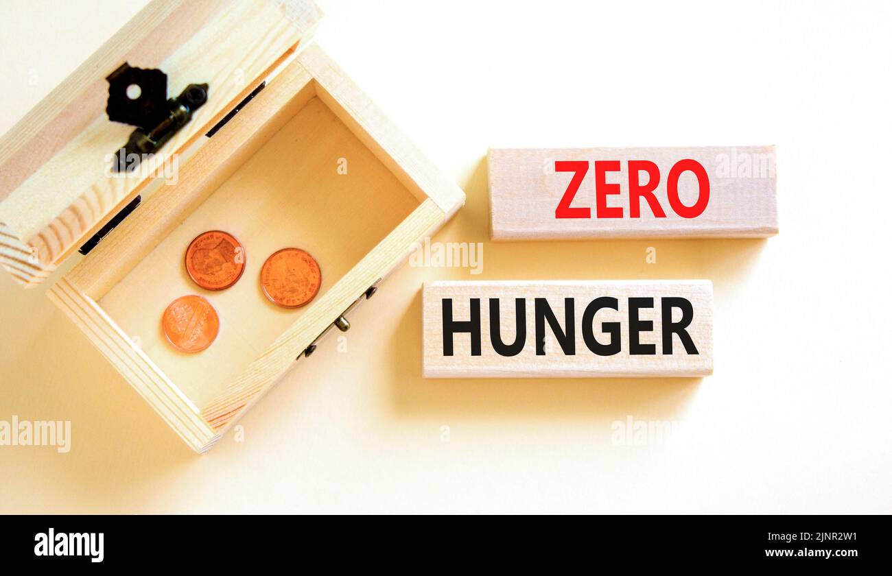 Zero hunger symbol. Concept words Zero hunger on wooden blocks on a ...