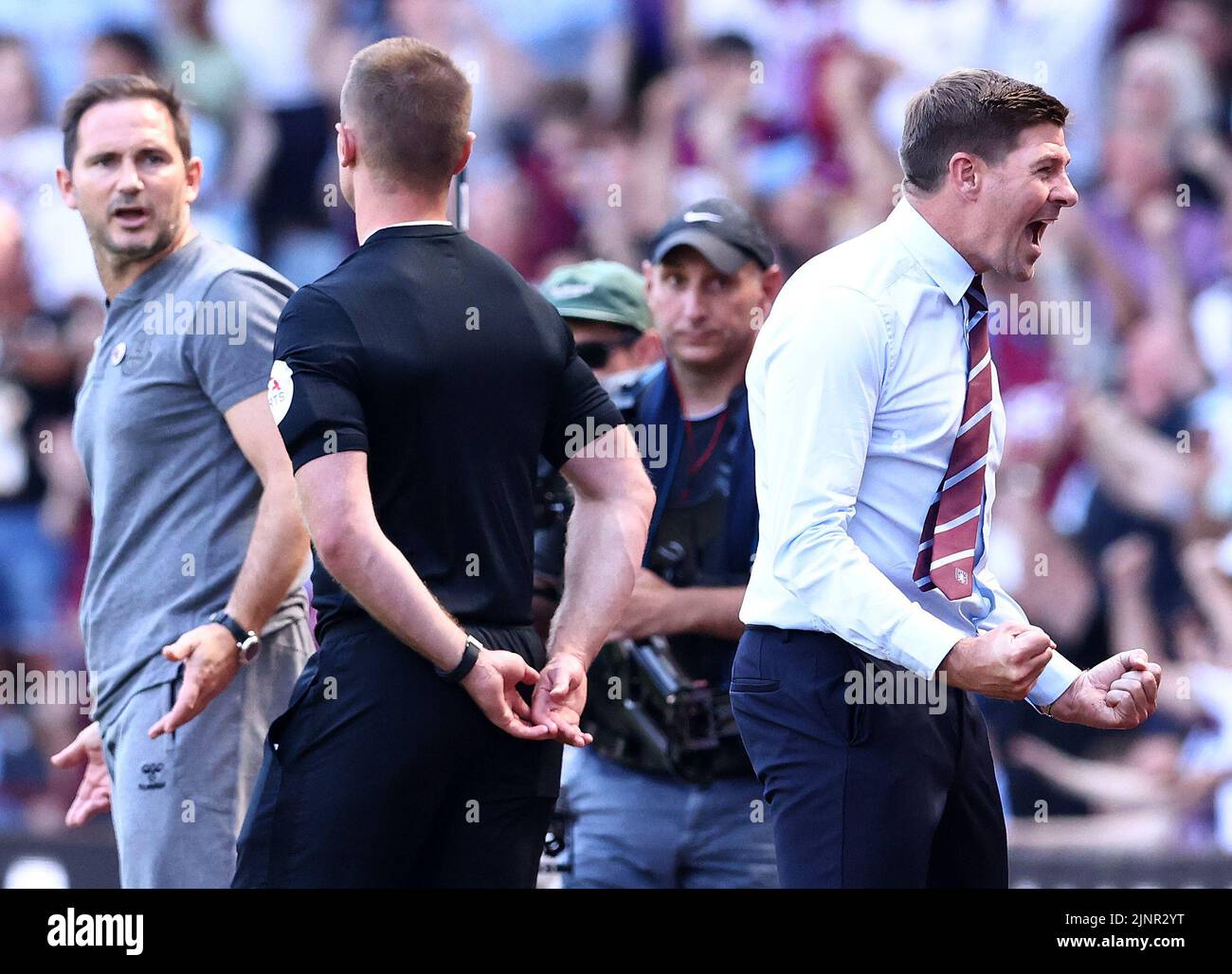 Birmingham,UK. 13th August 2022. Steven Gerrard manager of Aston Villa ...