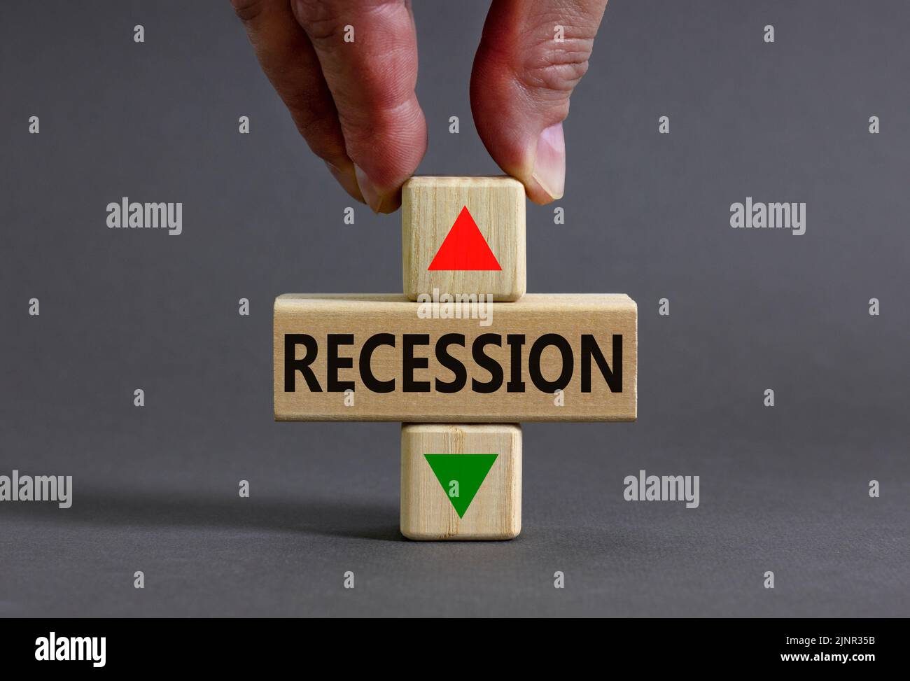 Recession up or down symbol. Concept word Recession and up and down ...