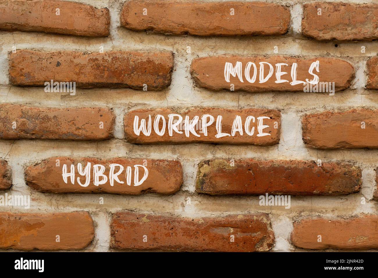 Hybrid workplace models and support symbol. Concept words Hybrid ...