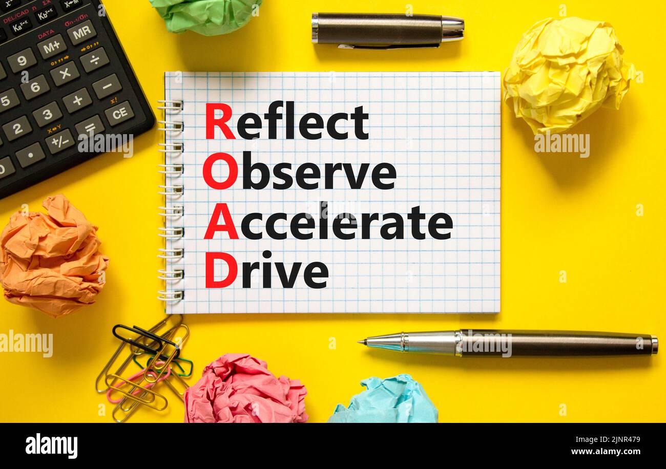 ROAD reflect observe accelerate drive symbol. Concept words ROAD ...