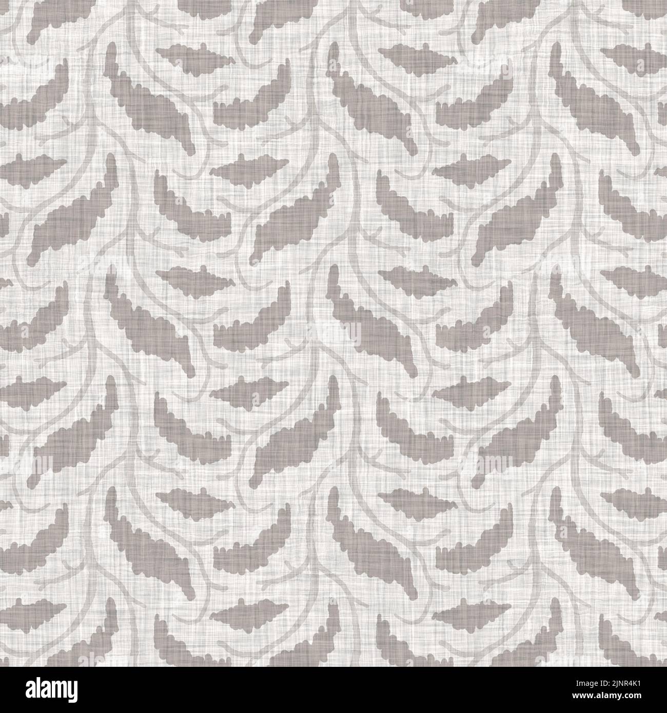 French grey doodle motif linen seamless pattern. Tonal country cottage ...