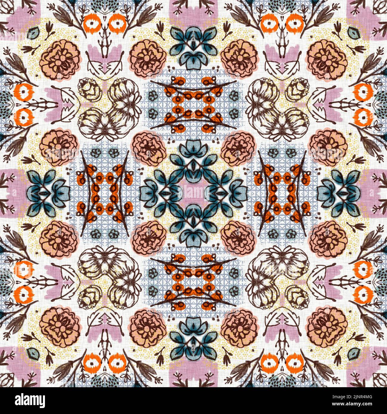 Retro fifties floral french printed fabric pattern for shabby chic home ...