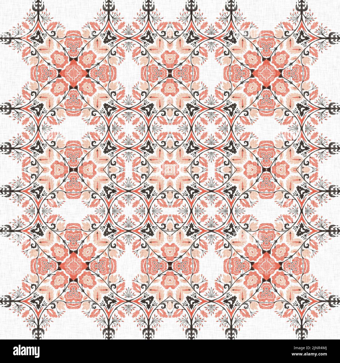 Modern boho geometric floral quilt style seamless pattern. Shabby chic ...