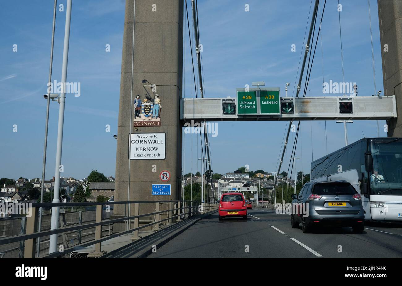 transport crossing the tamar suspension bridge between devon and ...