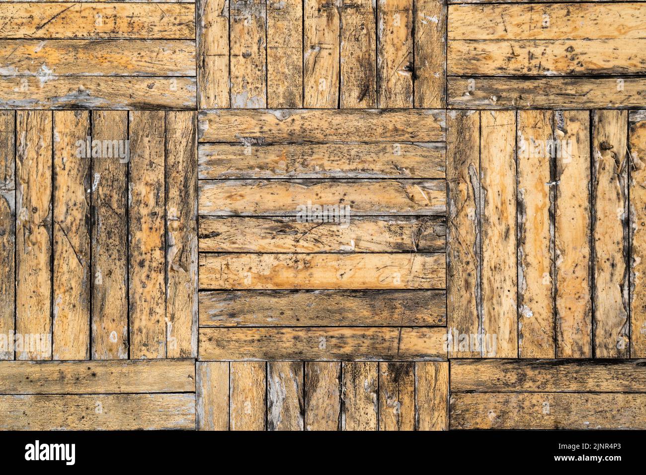 a distressed moldy old wood square parquet flooring Stock Photo - Alamy