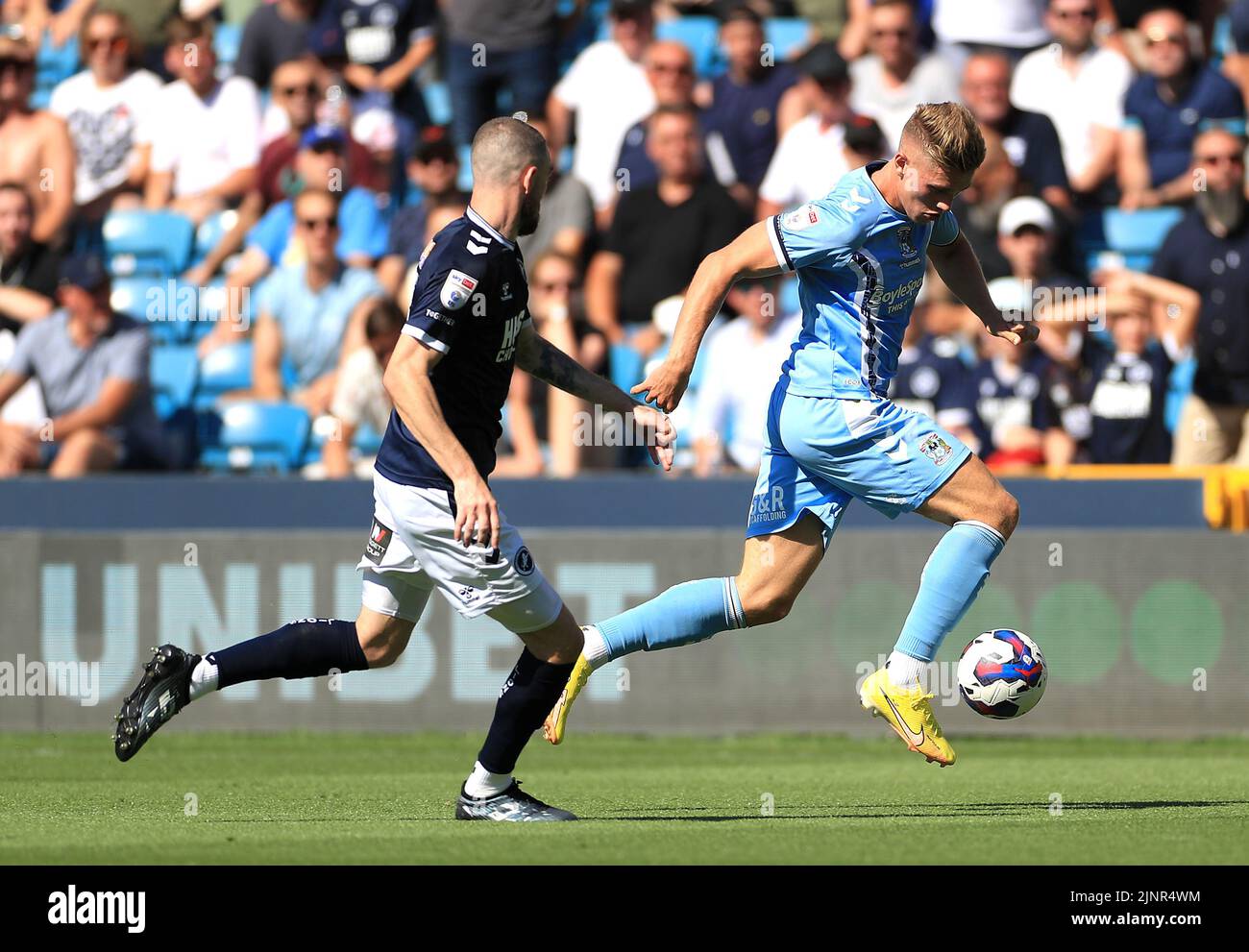 Coventry City's Viktor Gyokeres (right) and Millwall's Scott Malone ...