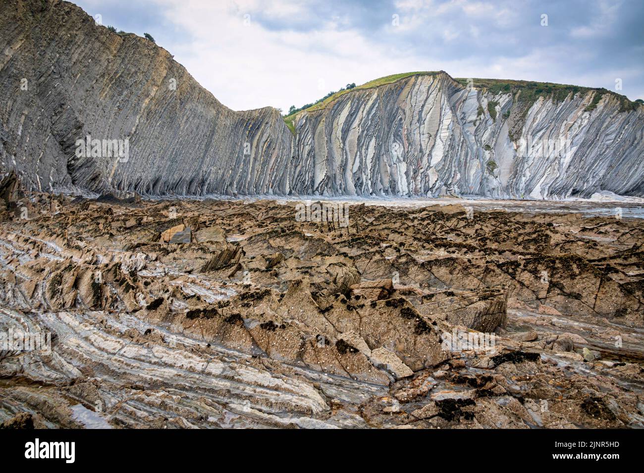 Basque Coast Geopark at Sakoneta beach, Guipuzcoa, Spain, Europe Stock ...