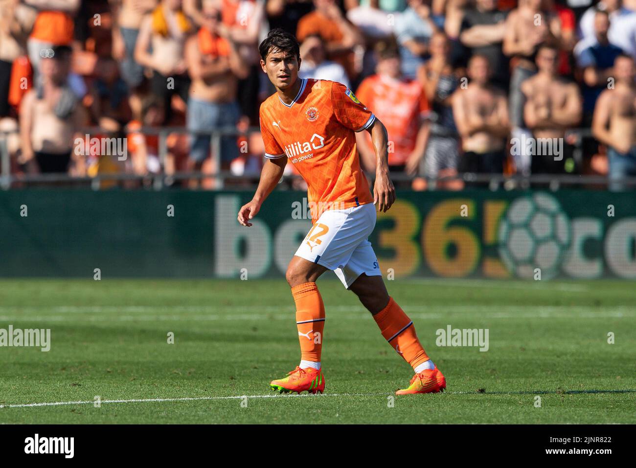 Kenny Dougall #12 of Blackpool in action during the game Stock Photo ...