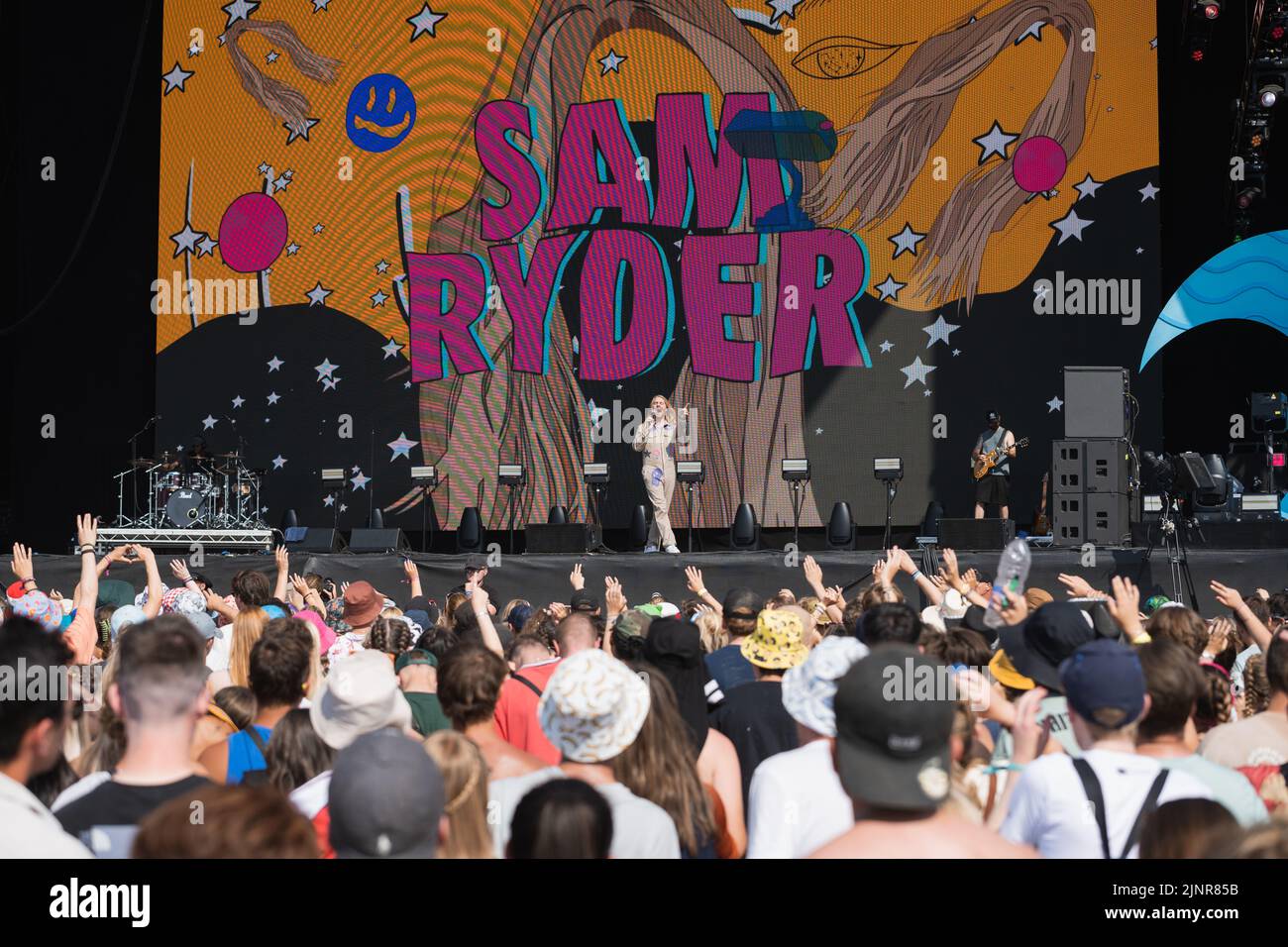 Newquay, Cornwall, UK. 13th August, 2022. Sam Ryder performing on main ...