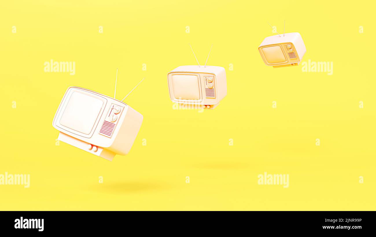 Creative 3D Illustration concept of pastel retro pink television on ...