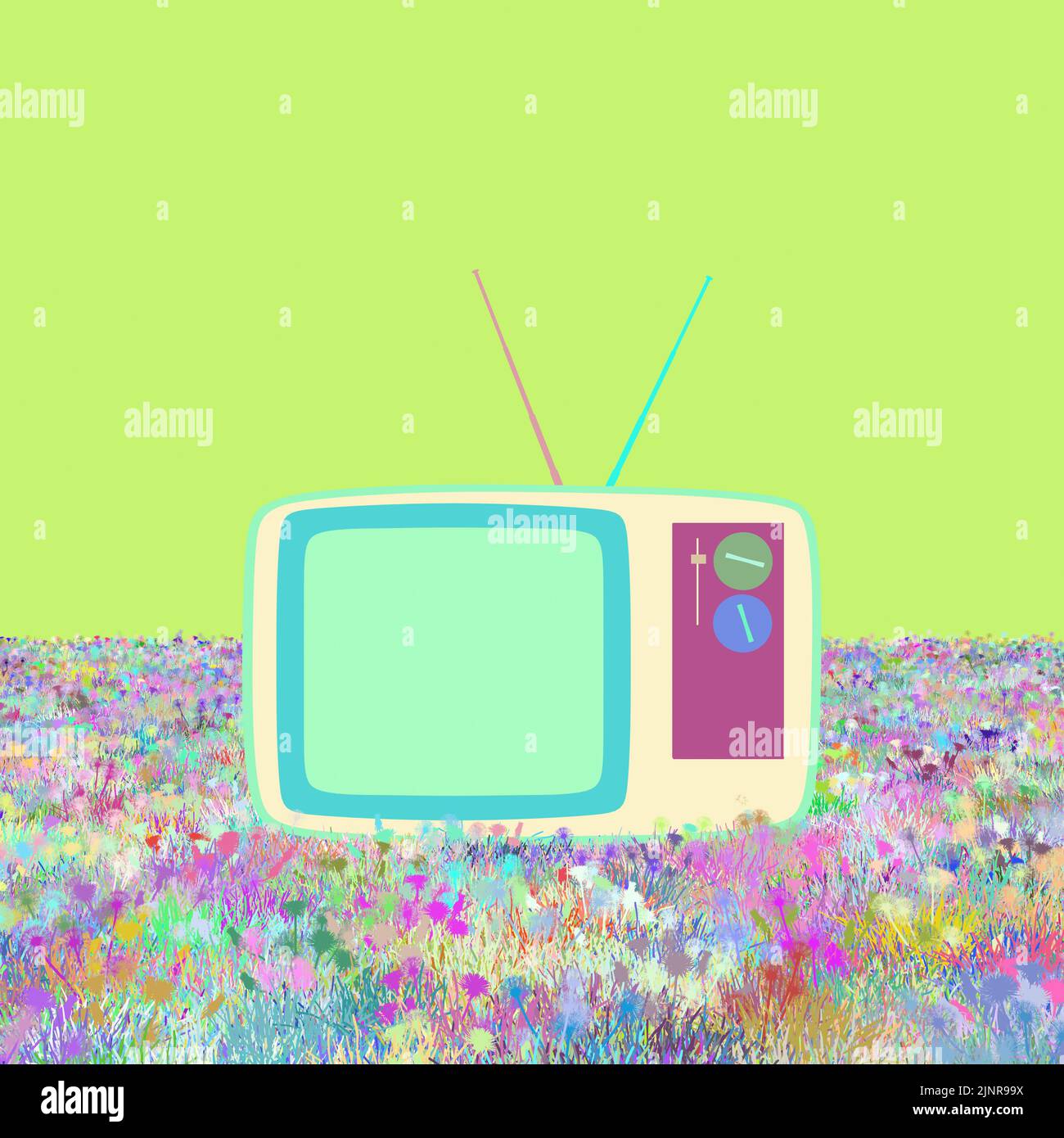 Creative 3D Illustration concept of pastel retro pink television on ...