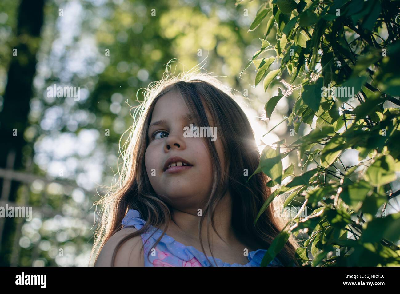 Close up portrait of little beautiful cutie princess girl with ...