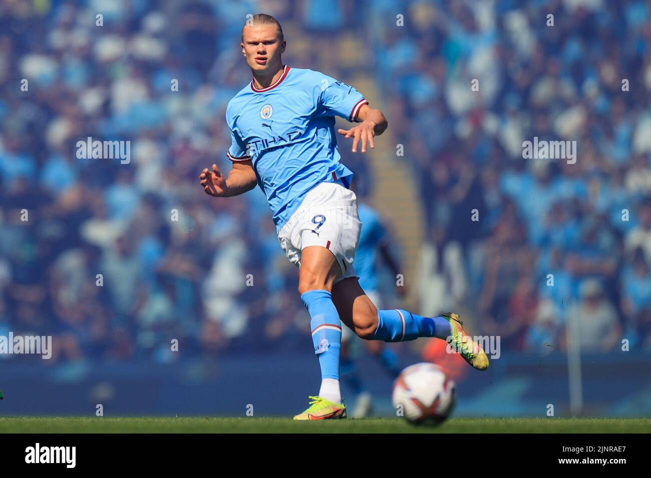 Erling Haaland #9 of Manchester City in action during the game Stock ...