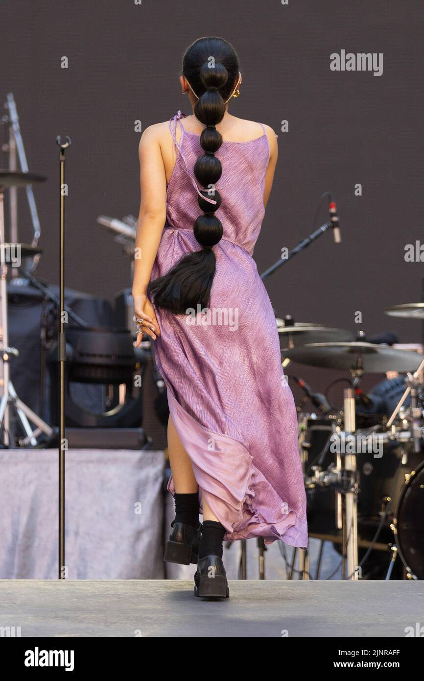 London, UK. 12th August, 2022. Griff supports Coldplay performing Music ...