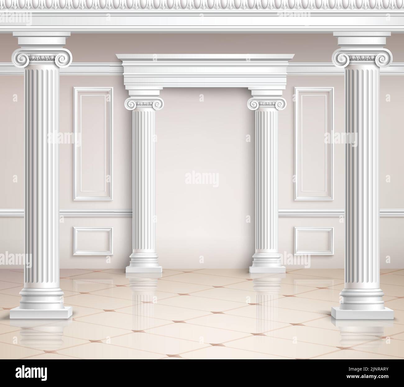 Classic Hall Design. Interior Realistic Design. Classic Interior Vector ...