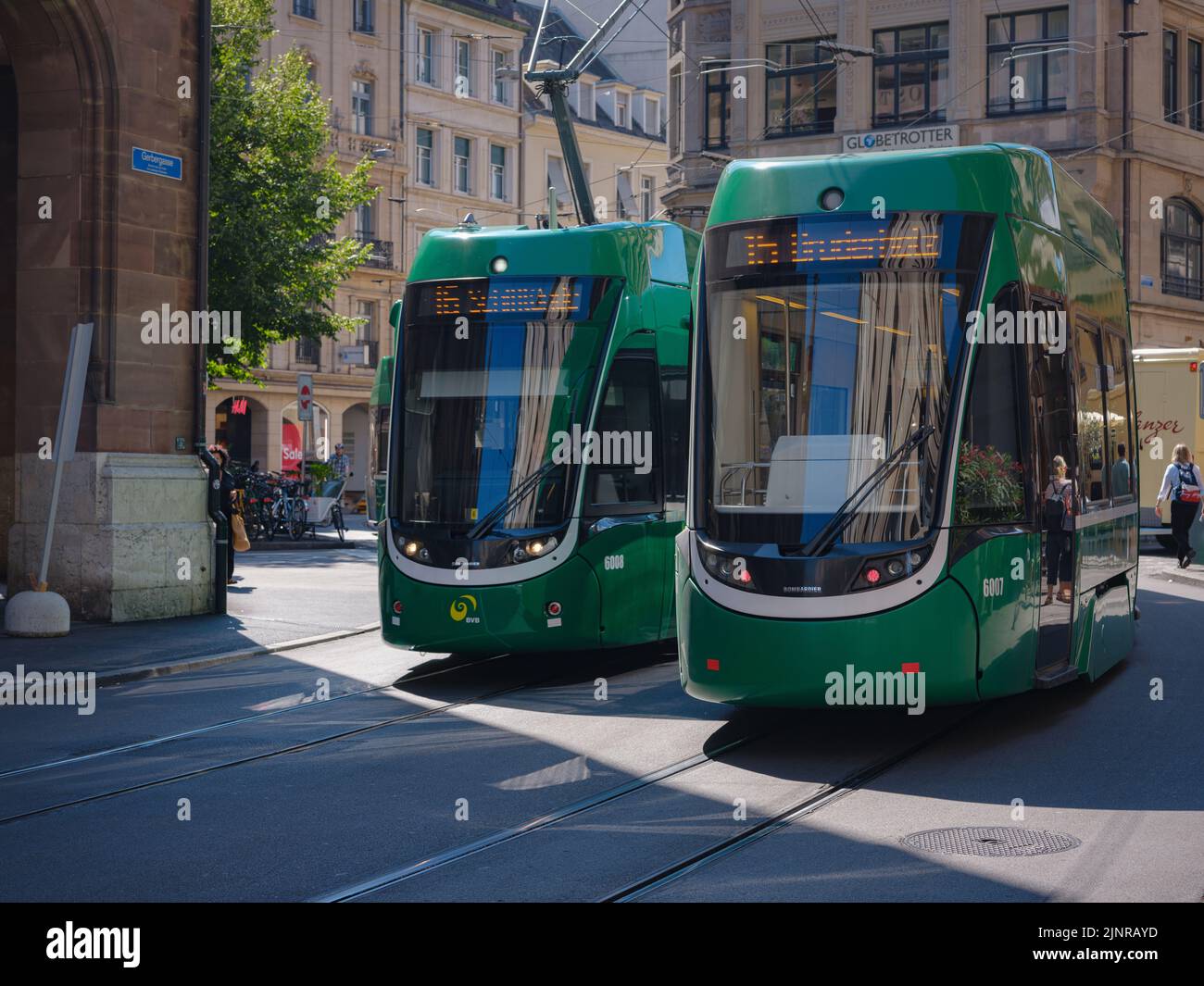 Basel, Switzerland - July 8 2022: public transport in the city. Green ...