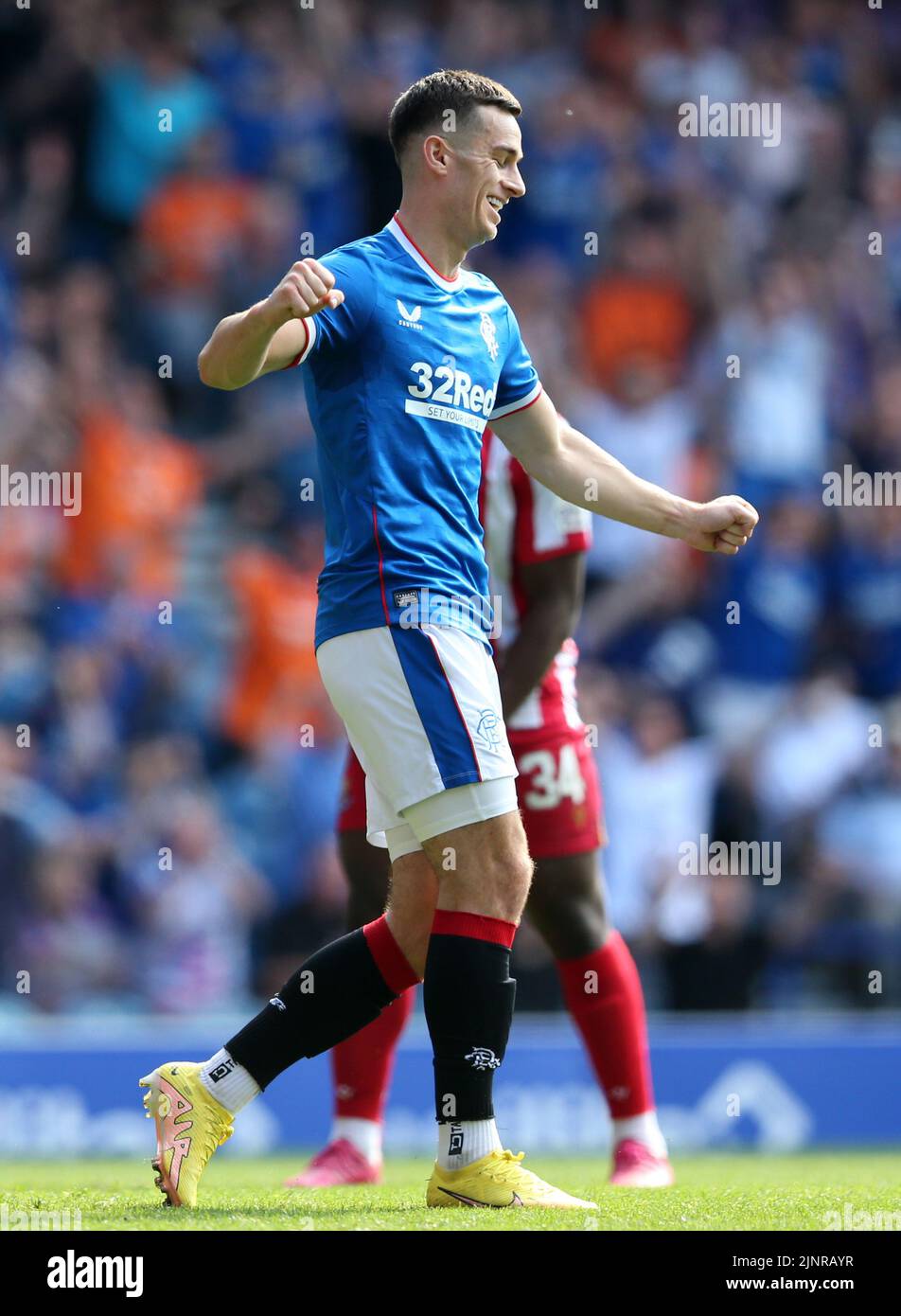 Rangers' Tom Lawrence celebrates scoring their side's fourth goal of ...