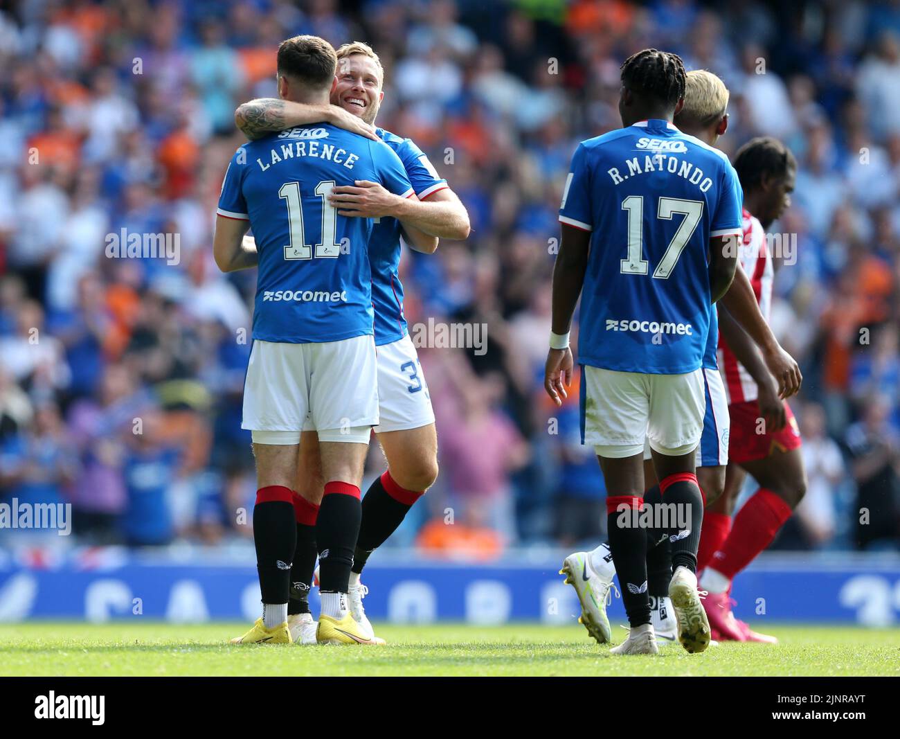 Rangers' Tom Lawrence celebrates scoring their side's fourth goal of ...