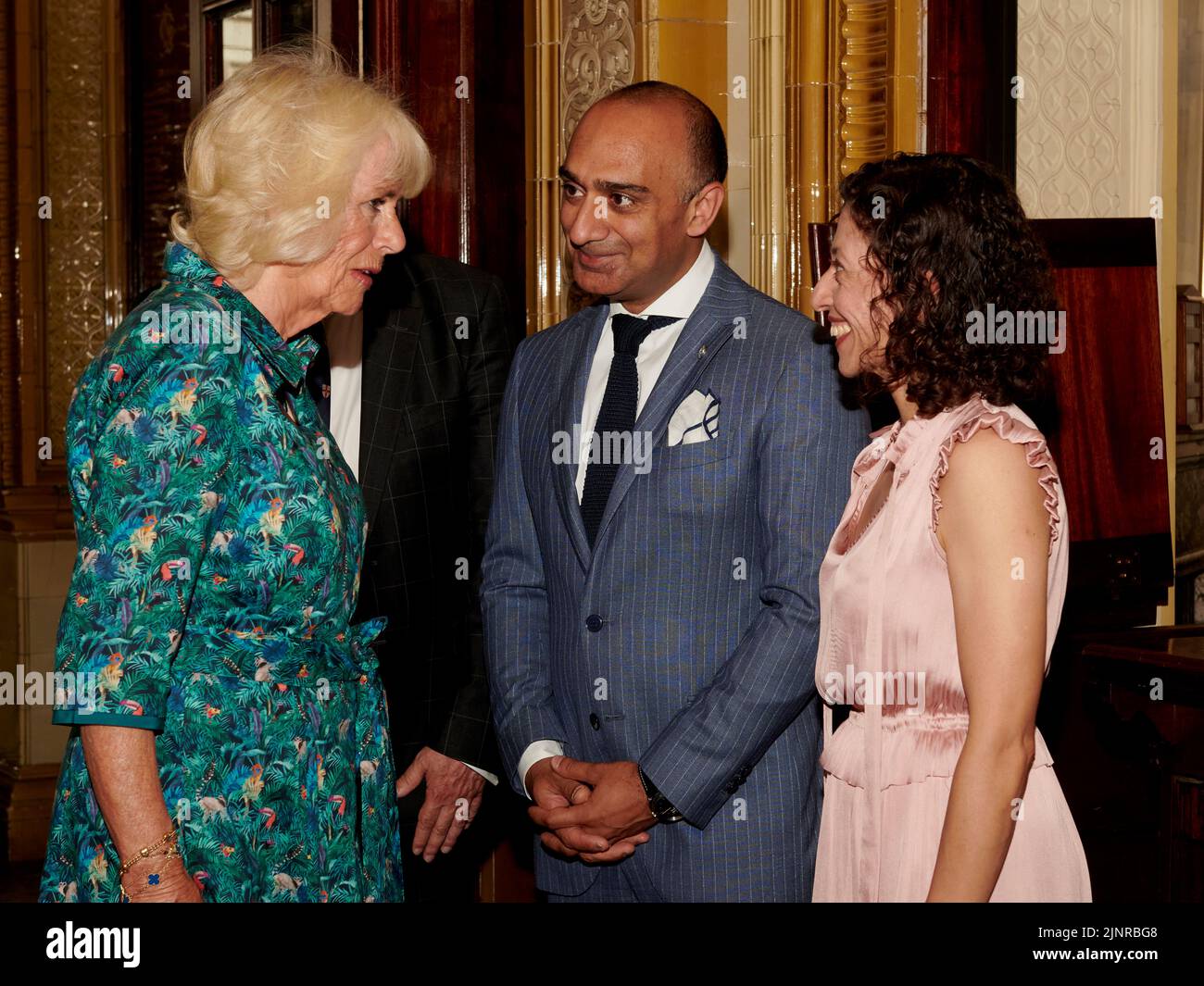HRH Camilla, Duchess of Cornwall, Aatif and Aisha Hassan at Lunch for HRH The Duchess of ...