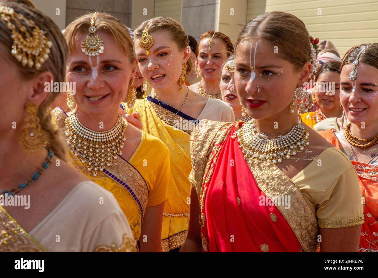Moscow, Russia. 13th of August, 2022. Russian women in Indian national ...