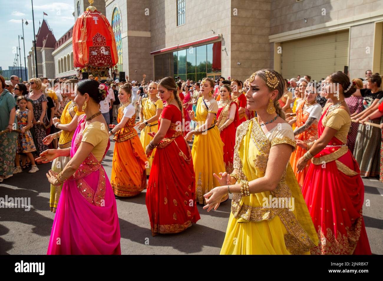 Moscow, Russia. 13th of August, 2022. Russian women in Indian national ...