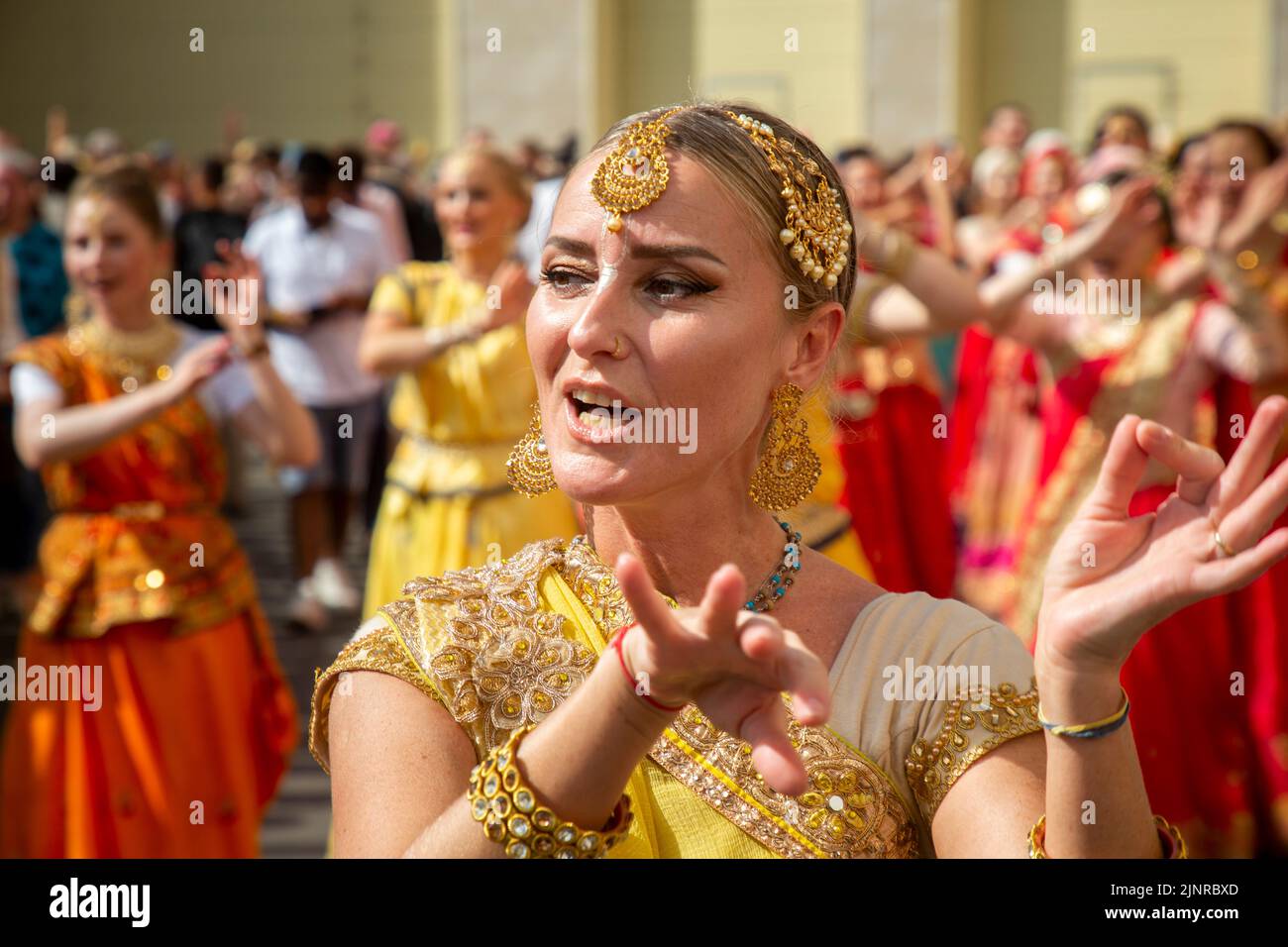 Moscow, Russia. 13th of August, 2022. Russian women in Indian national ...