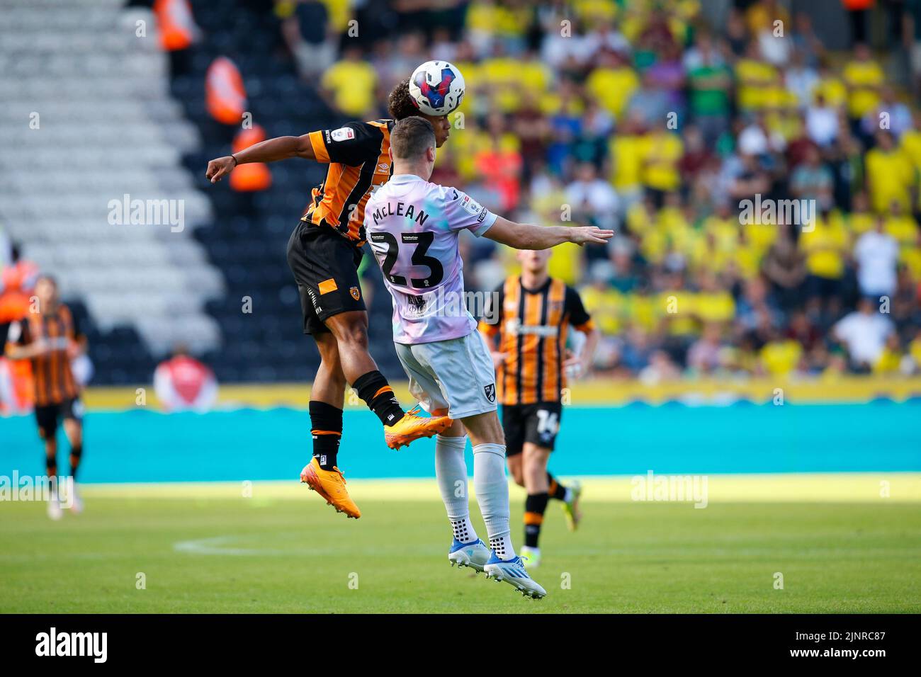 Vaughn Covil #49 of Hull City and KennyÊMcLean #23 of Norwich City ...