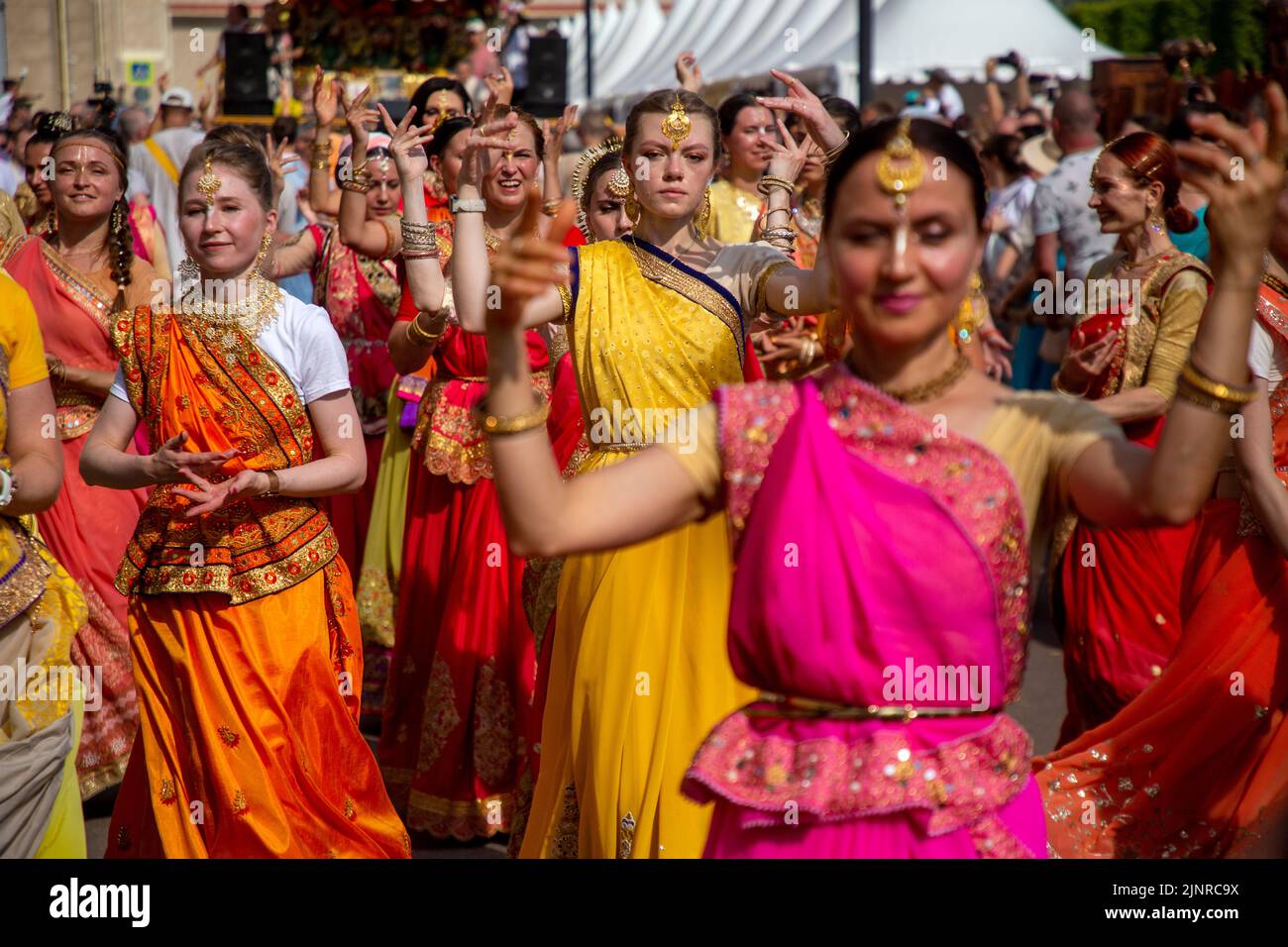 Moscow, Russia. 13th of August, 2022. Russian women in Indian national ...