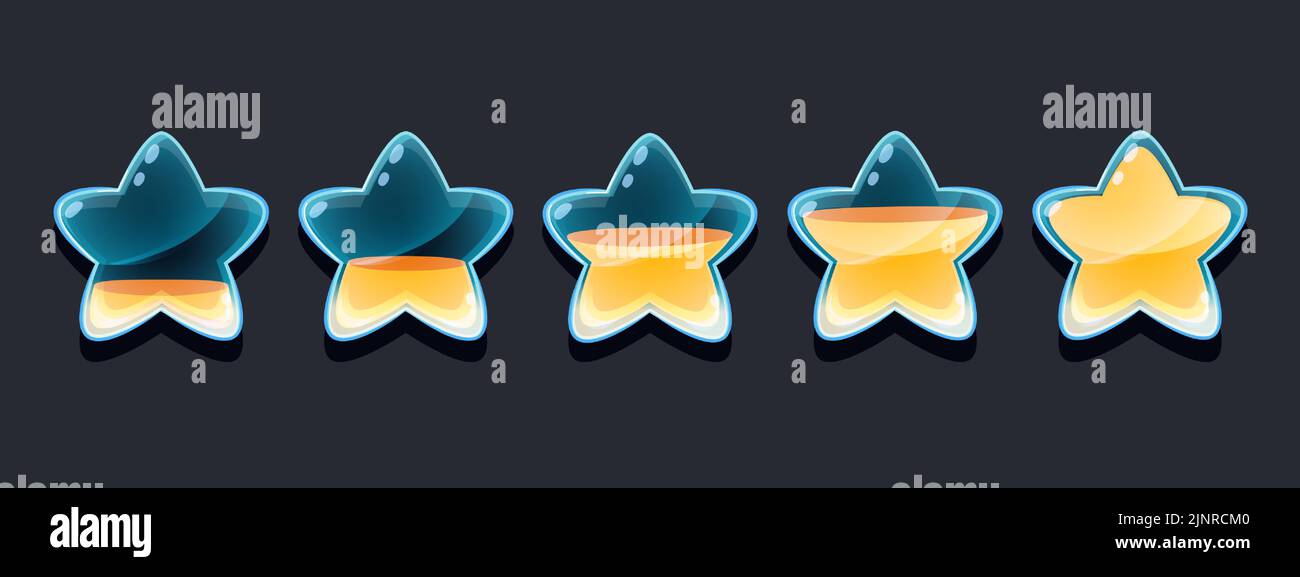 Star rating animation. Cartoon full and empty life indicator asset for ...