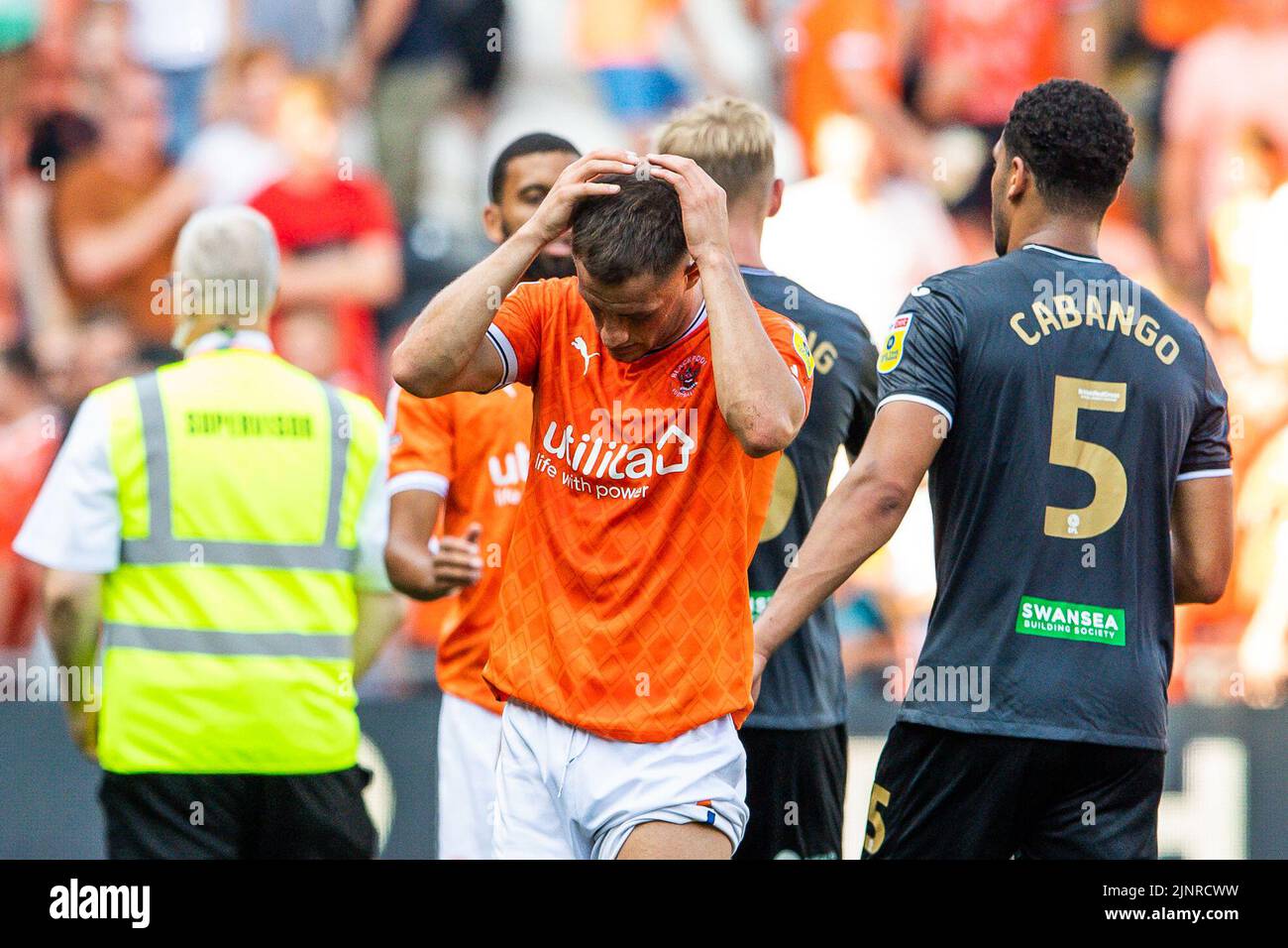 Jerry Yates #9 of Blackpool is dejected at the final whistle Stock ...